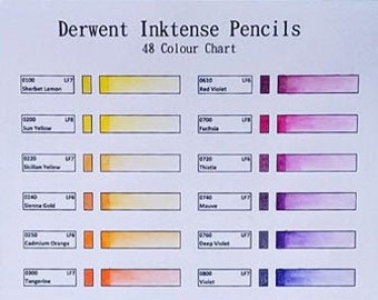 Derwent Inktense 72 Pencil Colour Chart Template Printable Colouring ...