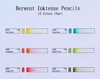 Derwent Inktense 72 Pencil Colour Chart Template Printable Colouring ...