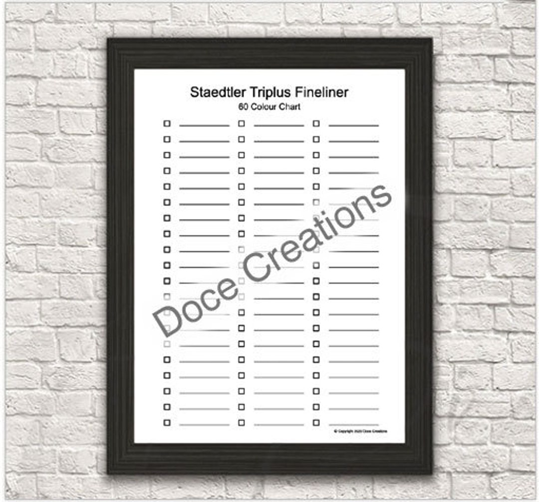 Staedtler Triplus 60 Fineliner Colour Chart Template Blank Printable ...