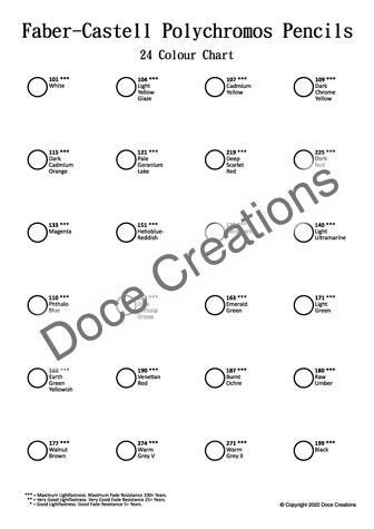 Polychromos 24 Pencil Colour Chart Template Printable - Etsy