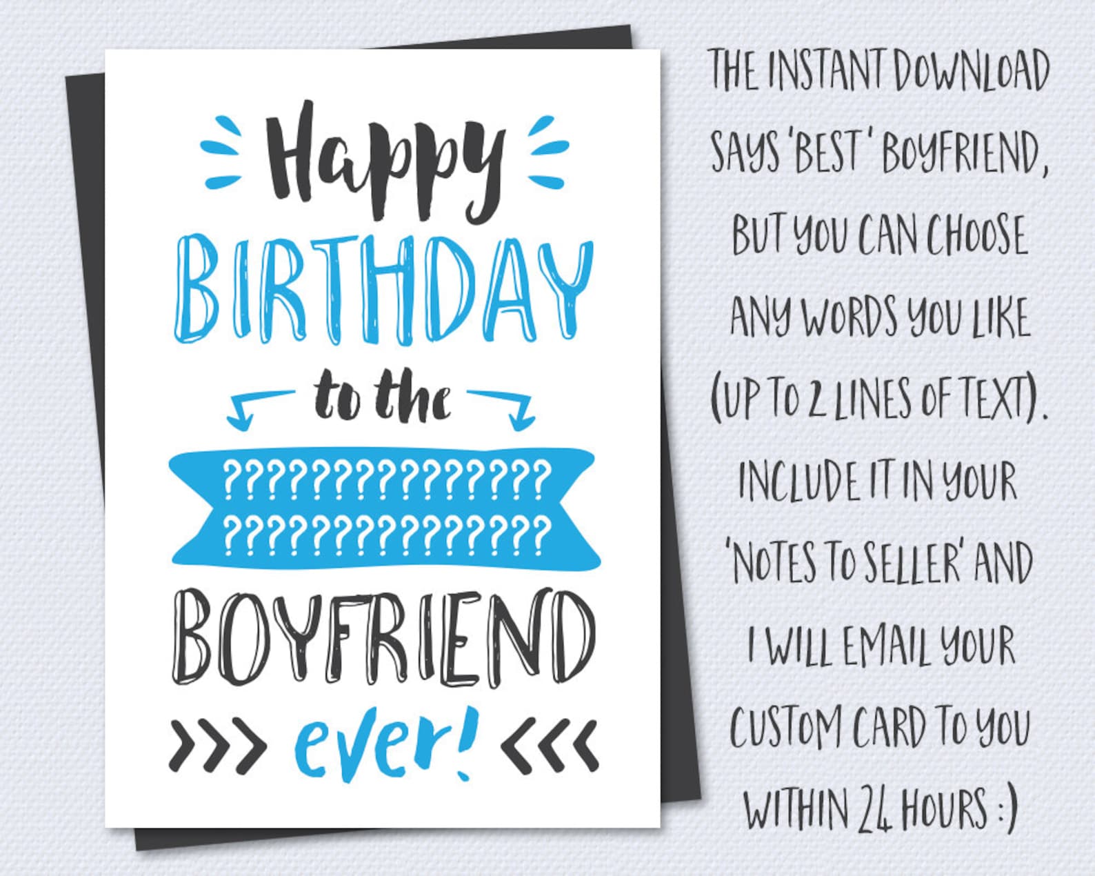 Printable Birthday Card Happy Birthday to the Best Boyfriend Ever ...