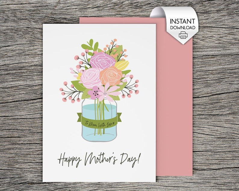 PRINTABLE Mother's Day Card Best Mom Card Instant PDF Download - Etsy
