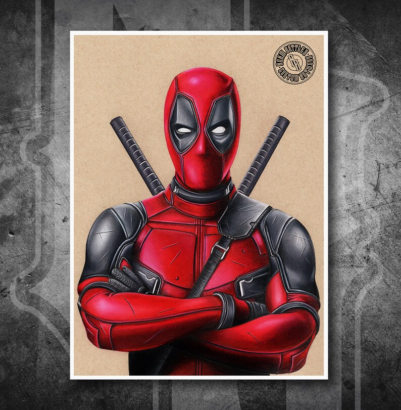 Deadpool Movie Fine Art Print Hand Drawing | Etsy