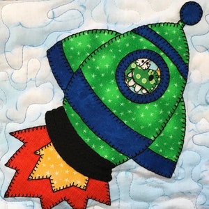 Rocket Ship Dragon PDF Applique Quilt Block Pattern - Etsy