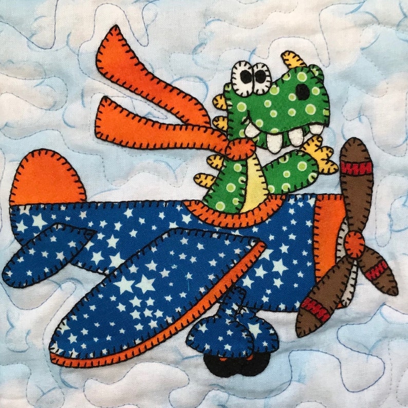 Dragon applique PDF baby quilt pattern Go Dragon Go | Etsy