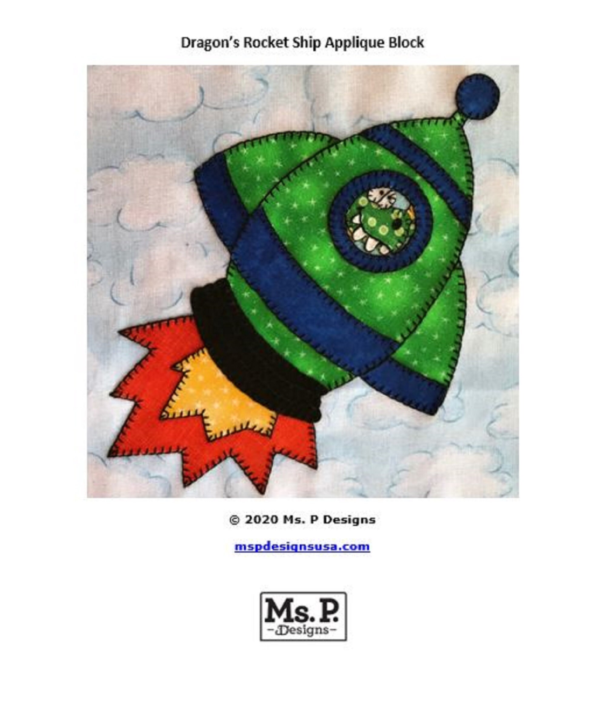 Rocket Ship Dragon PDF Applique Quilt Block Pattern | Etsy