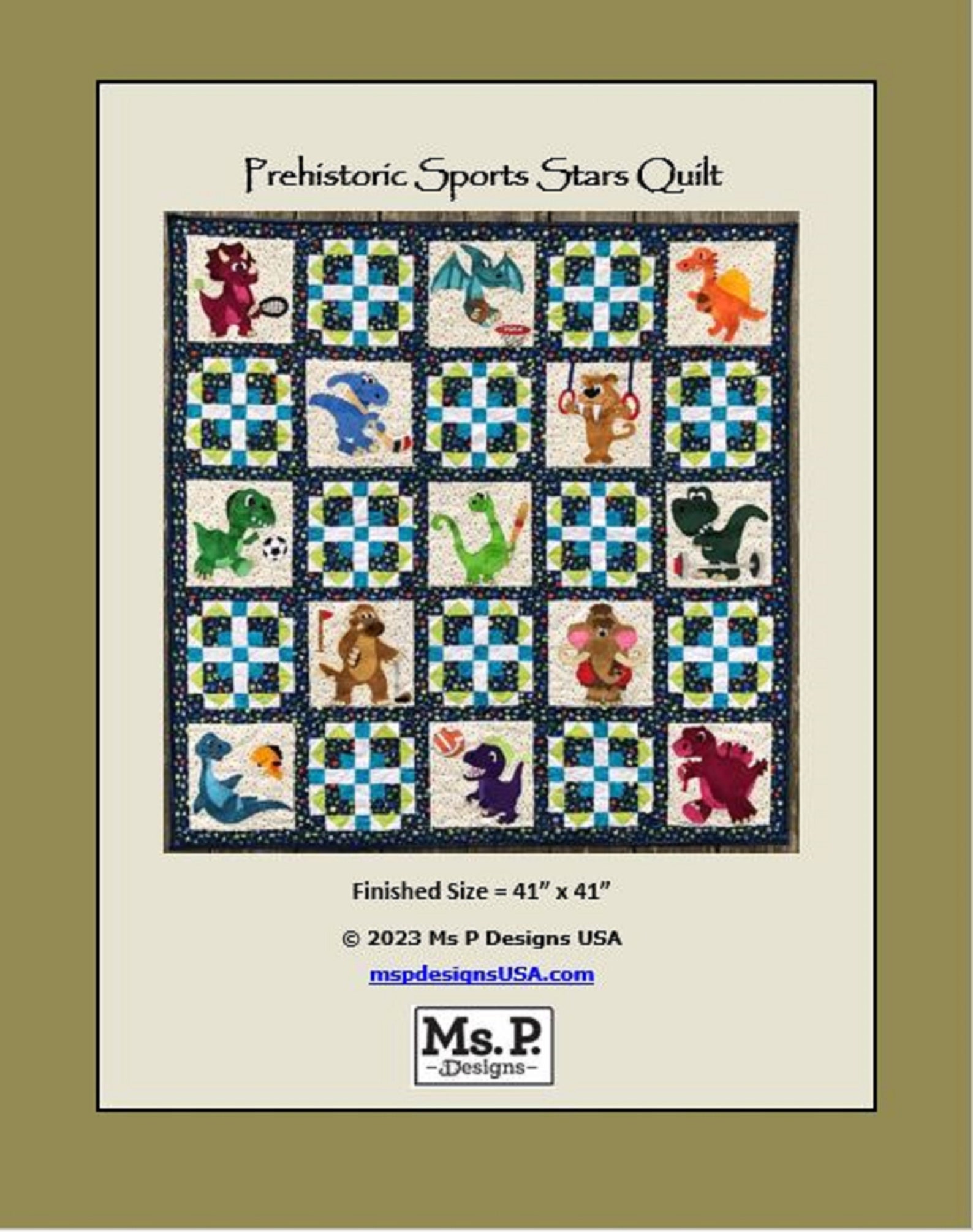 Dinosaur Sports PDF Quilt Pattern "prehistoric Sports Stars" - Etsy
