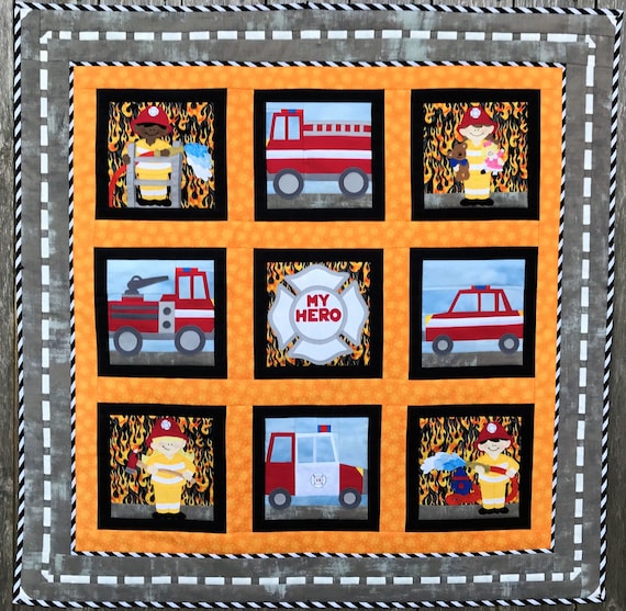 Firefighter PDF Quilt Pattern My Hero - Etsy