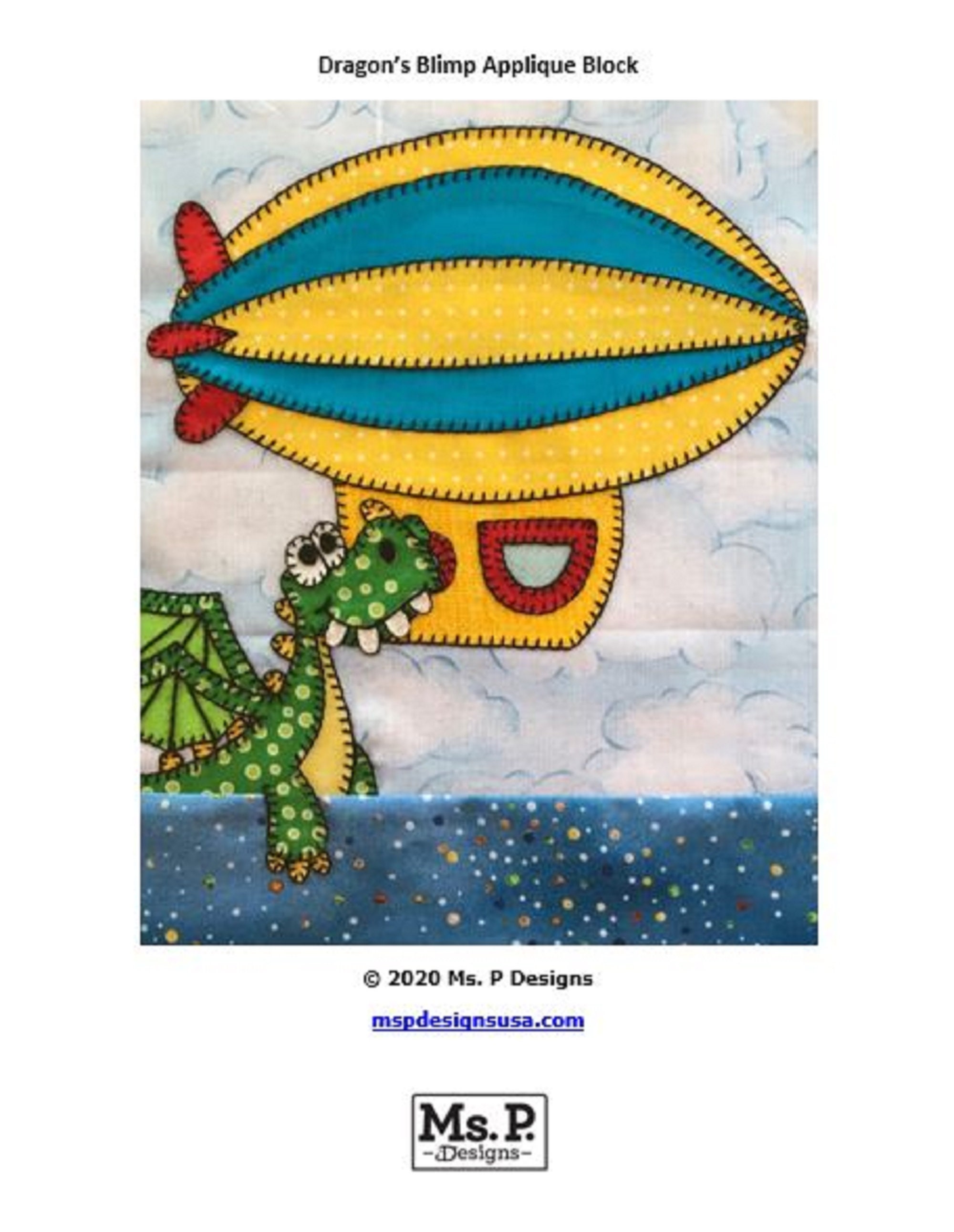 Blimp Airship Dragon PDF Applique Quilt Block Pattern | Etsy