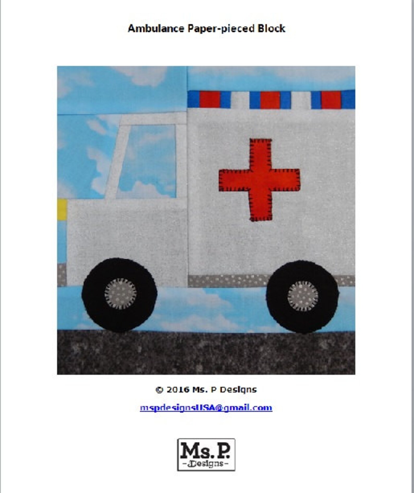 Ambulance or EMS Vehicle PDF Quilt Block Pattern | Etsy