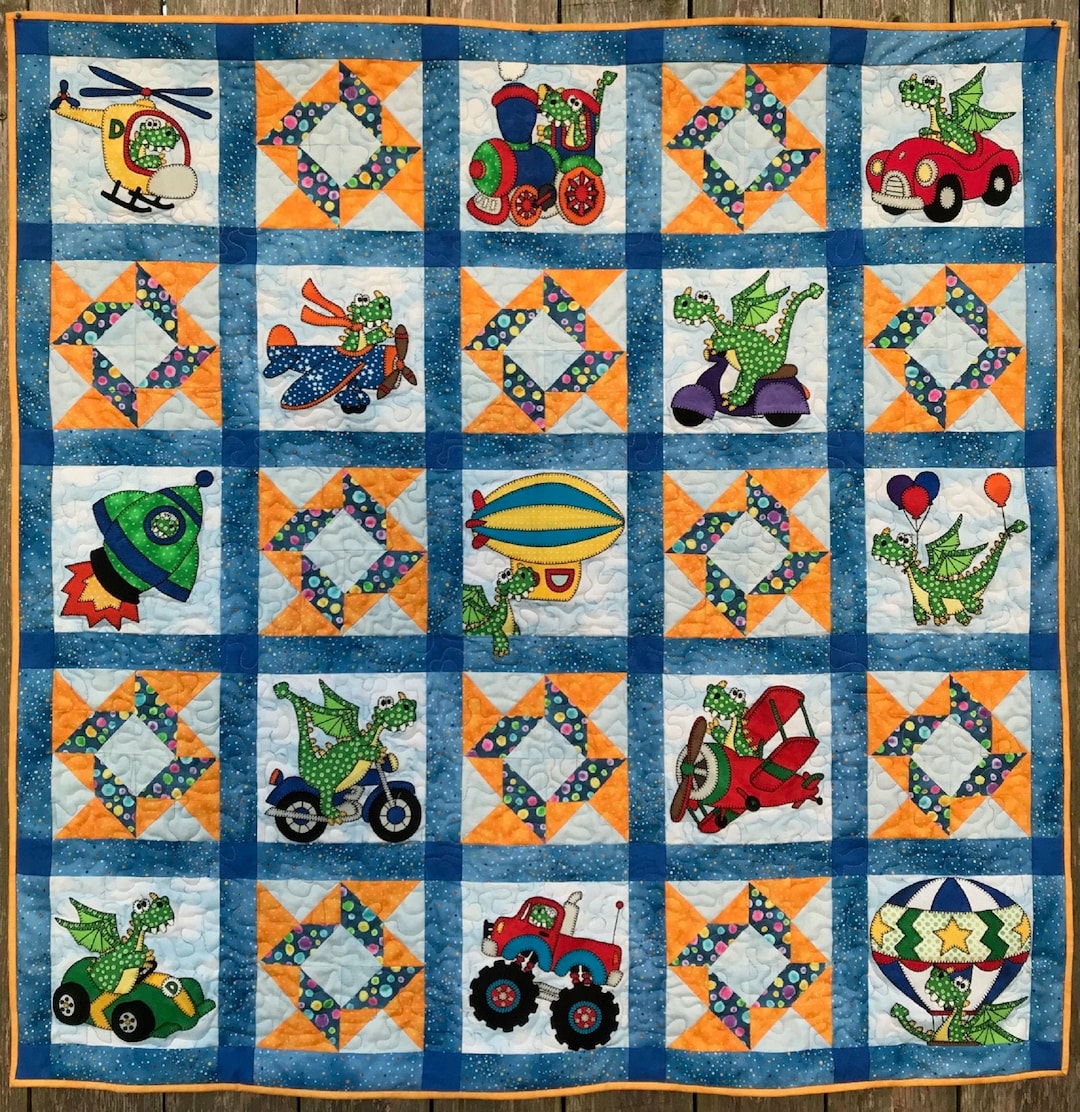 Dragon Applique PDF Baby Quilt Pattern; Go Dragon Go! - Etsy