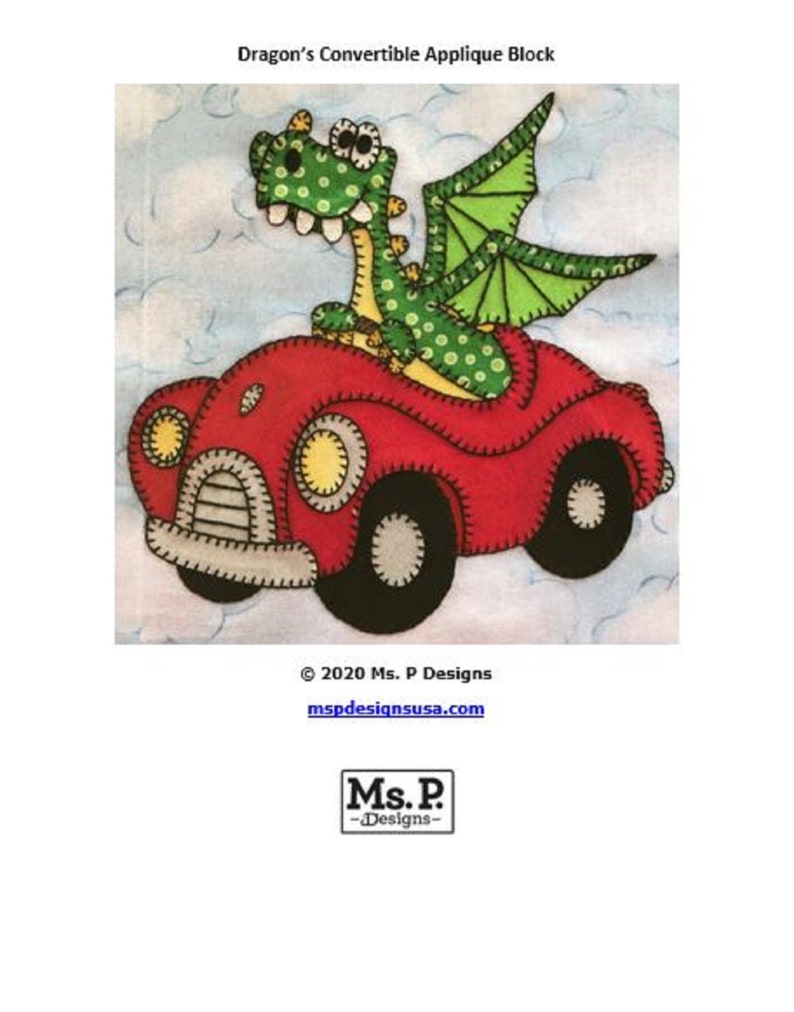 Convertible Sports Car Dragon PDF Applique Quilt Block Pattern - Etsy