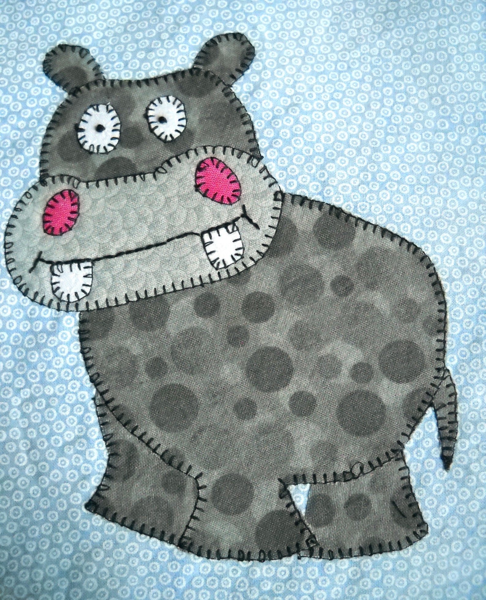 Hippo PDF Applique Quilt Block Pattern | Etsy