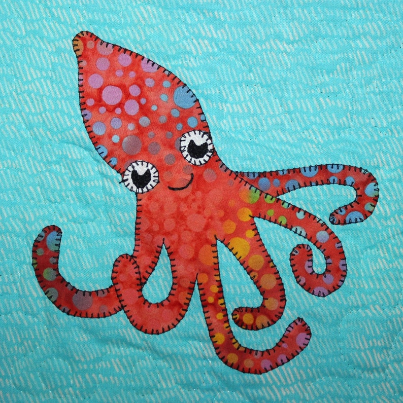 Octopus PDF applique quilt block pattern | Etsy