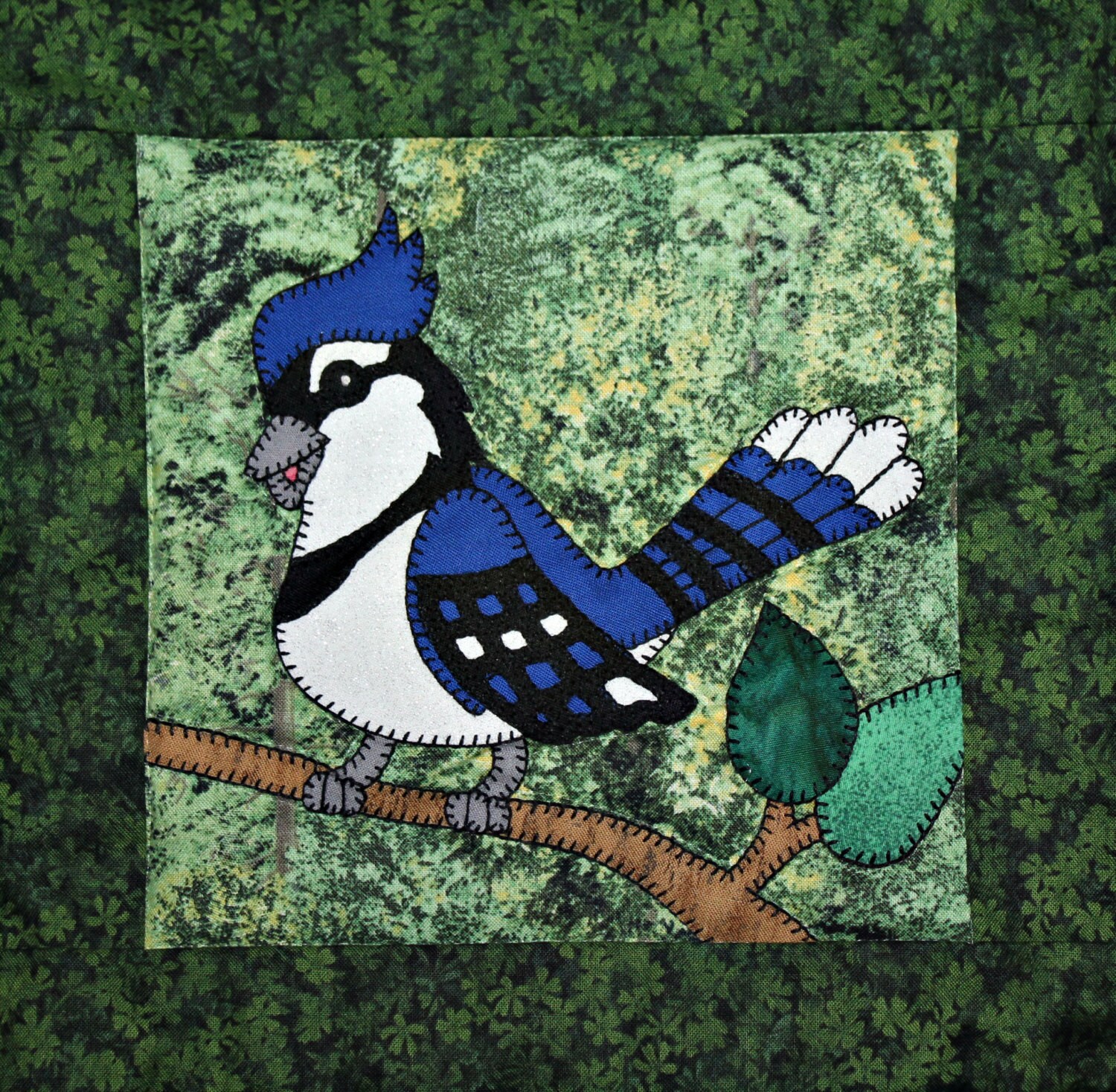 Blue Jay PDF applique quilt block pattern North American