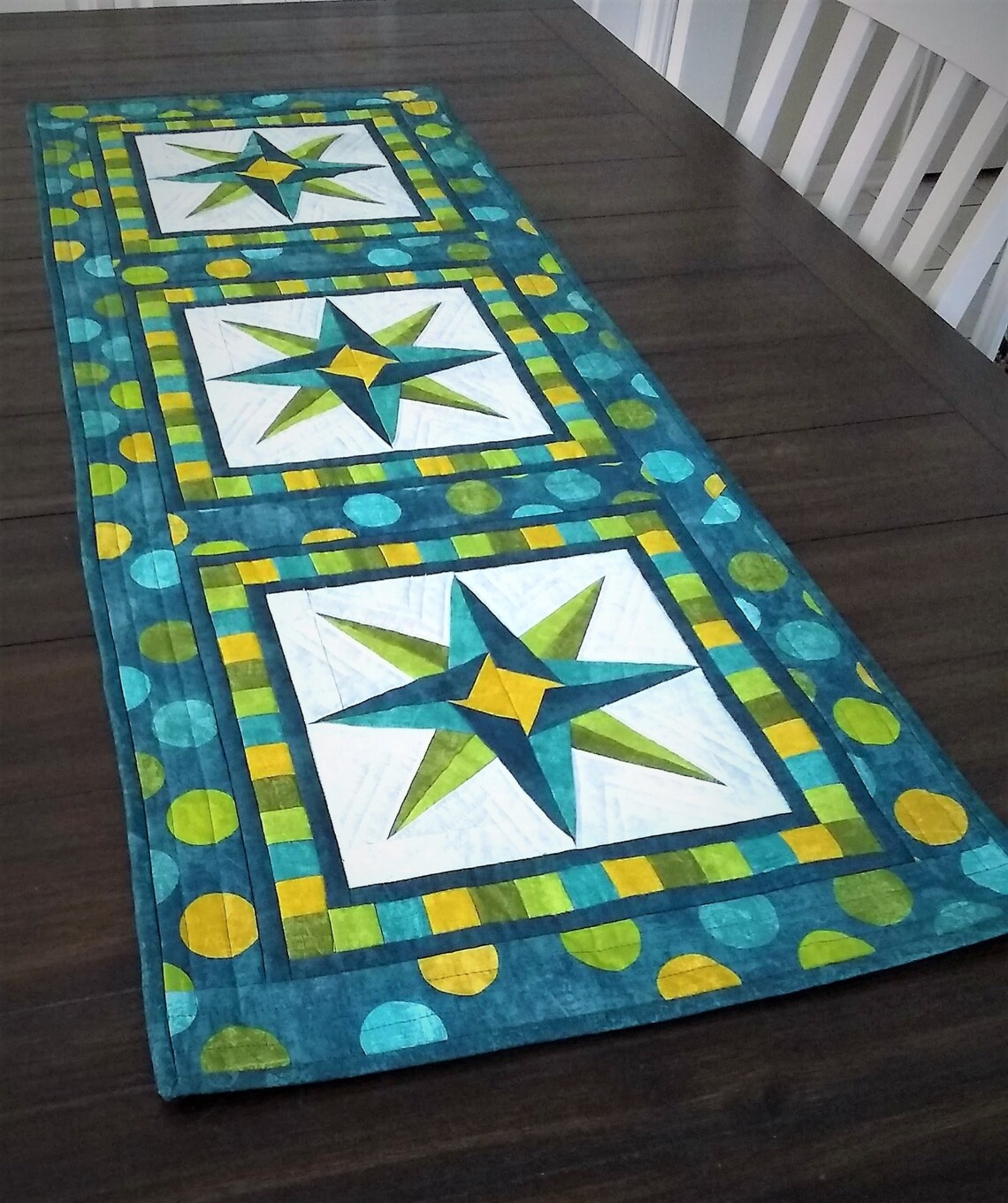 Mariner's Star Quilted Table Runner and Place Mats PDF - Etsy