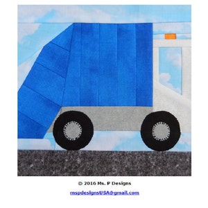 Garbage Truck PDF Quilt Block Pattern - Etsy