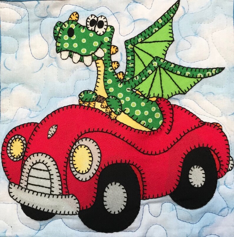 Convertible Sports Car Dragon PDF Applique Quilt Block Pattern - Etsy