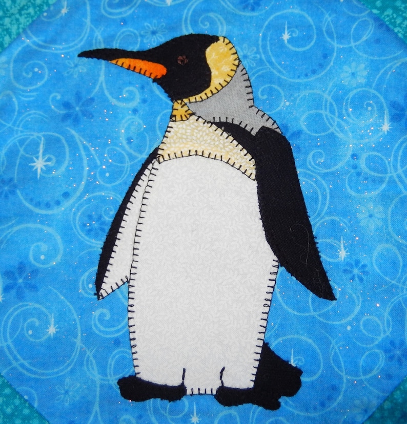 Emperor penguin PDF applique quilt block pattern | Etsy