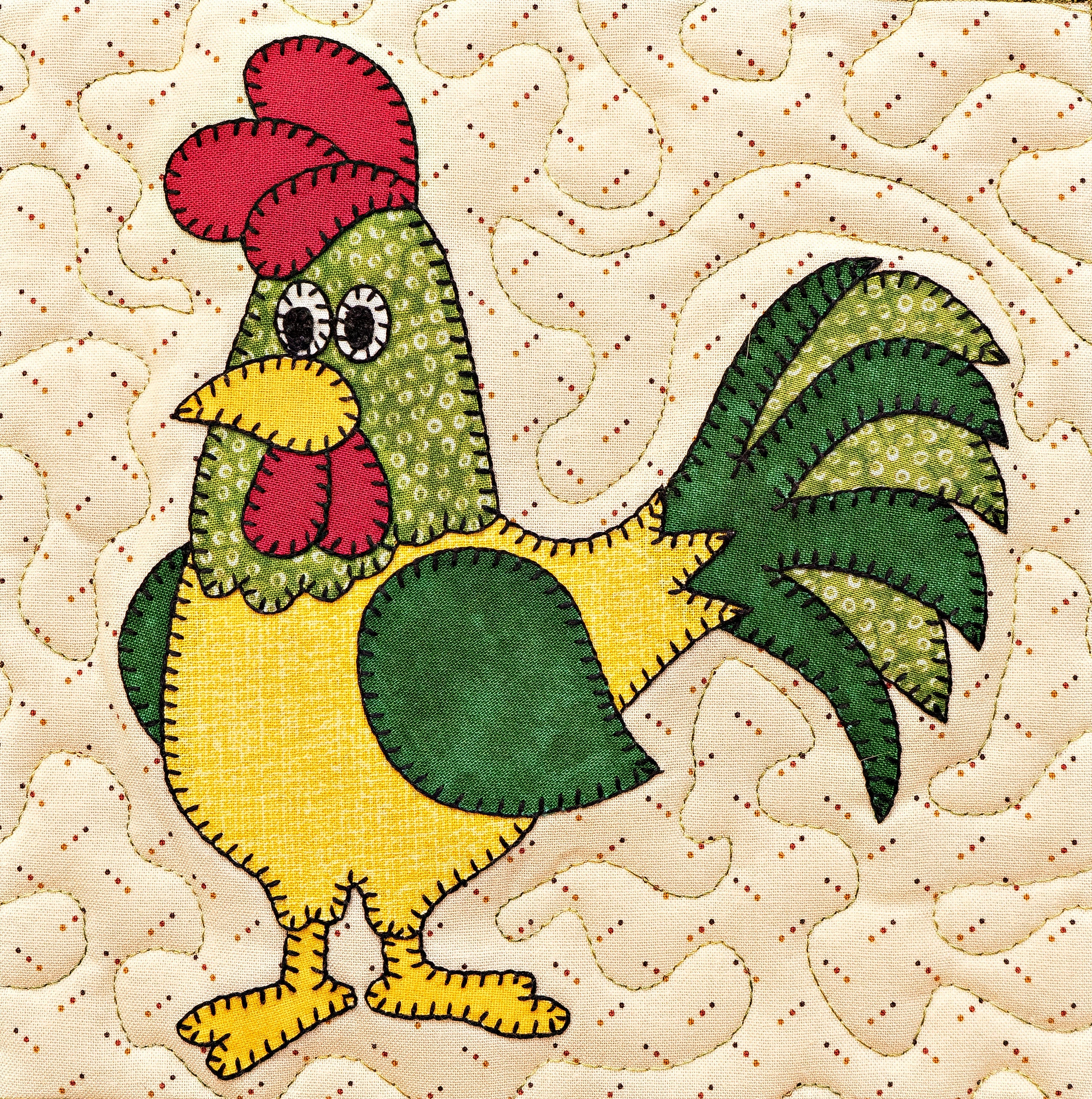 Rooster PDF applique quilt block pattern | Etsy