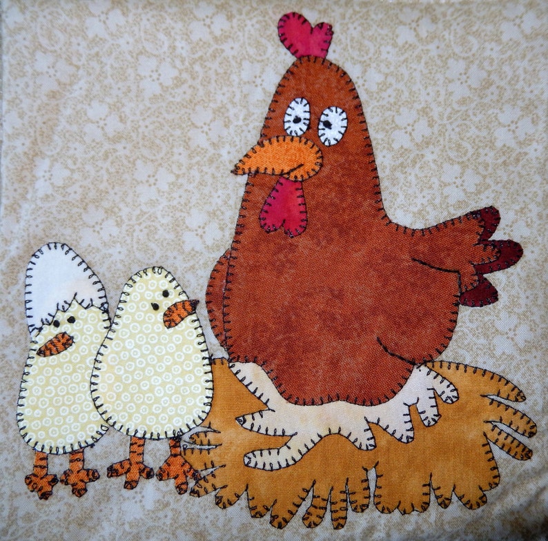Hen and Chicks PDF Applique Quilt Block Pattern - Etsy