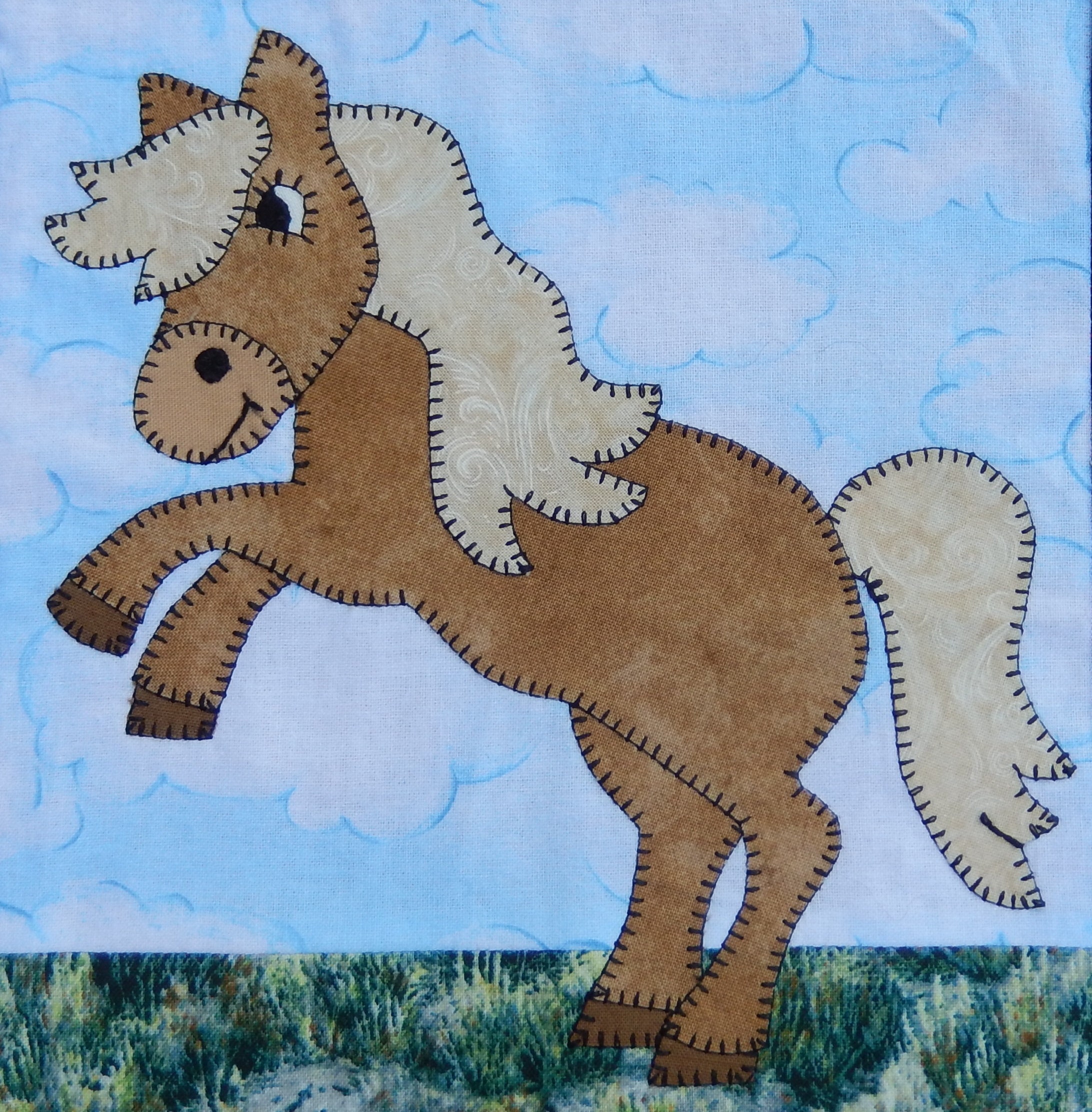 Mustang horse PDF quilt block pattern | Etsy