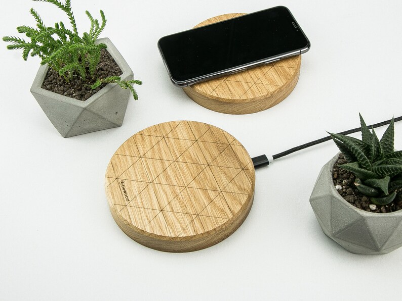 Wireless 15W Charger QI Circle Oak for Iphone Samsung Galaxy - Etsy