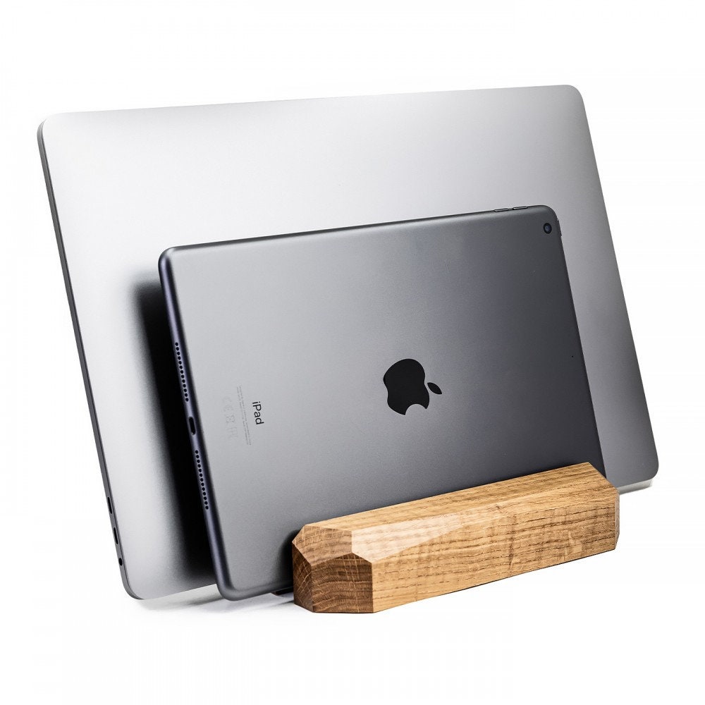 Vertical Laptop and Tablet Walnut Stand, Adjustable Premium Holder ...