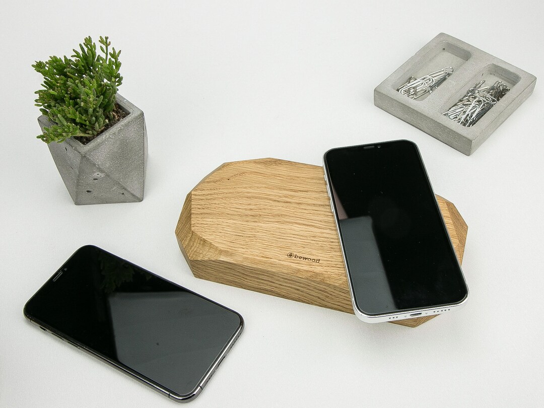 Wireless 10w Charger Double Qi Oak For Iphone Samsung Galaxy Wooden