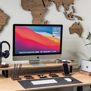 Bewood LONG Desk Shelf, Dual Monitor Stand Wood, Home Office, Desk ...