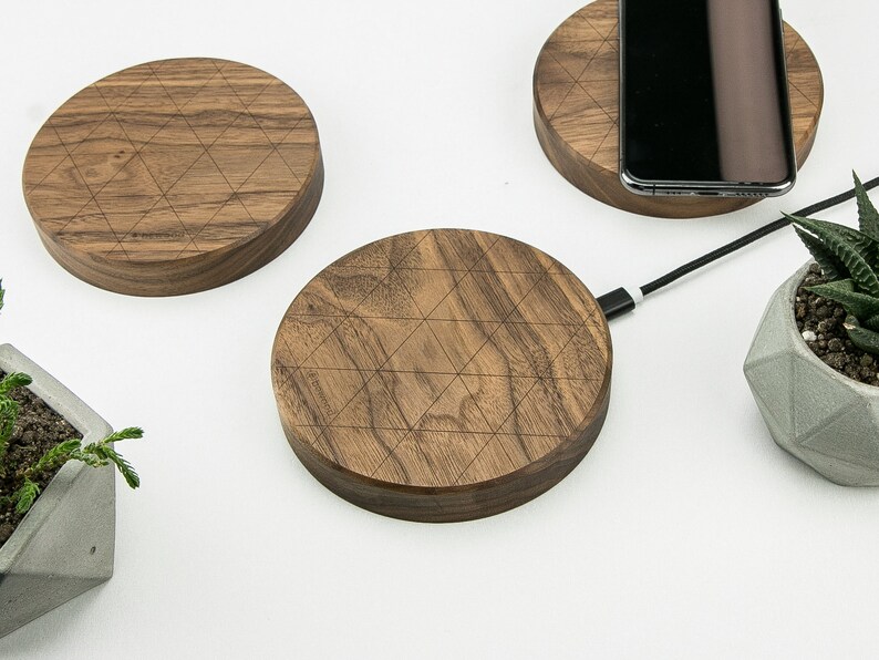 Wireless 15W Charger QI Circle Walnut for Iphone Samsung - Etsy