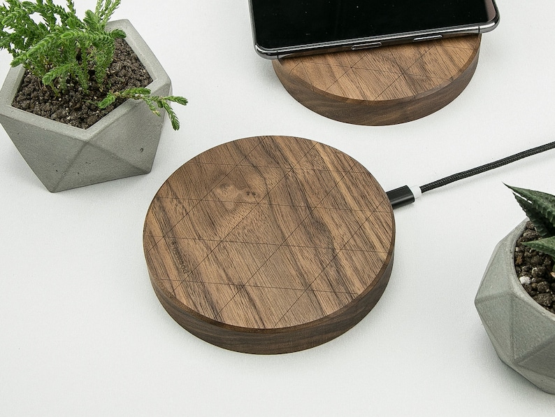 Wireless 15W Charger QI Circle Walnut for Iphone Samsung - Etsy