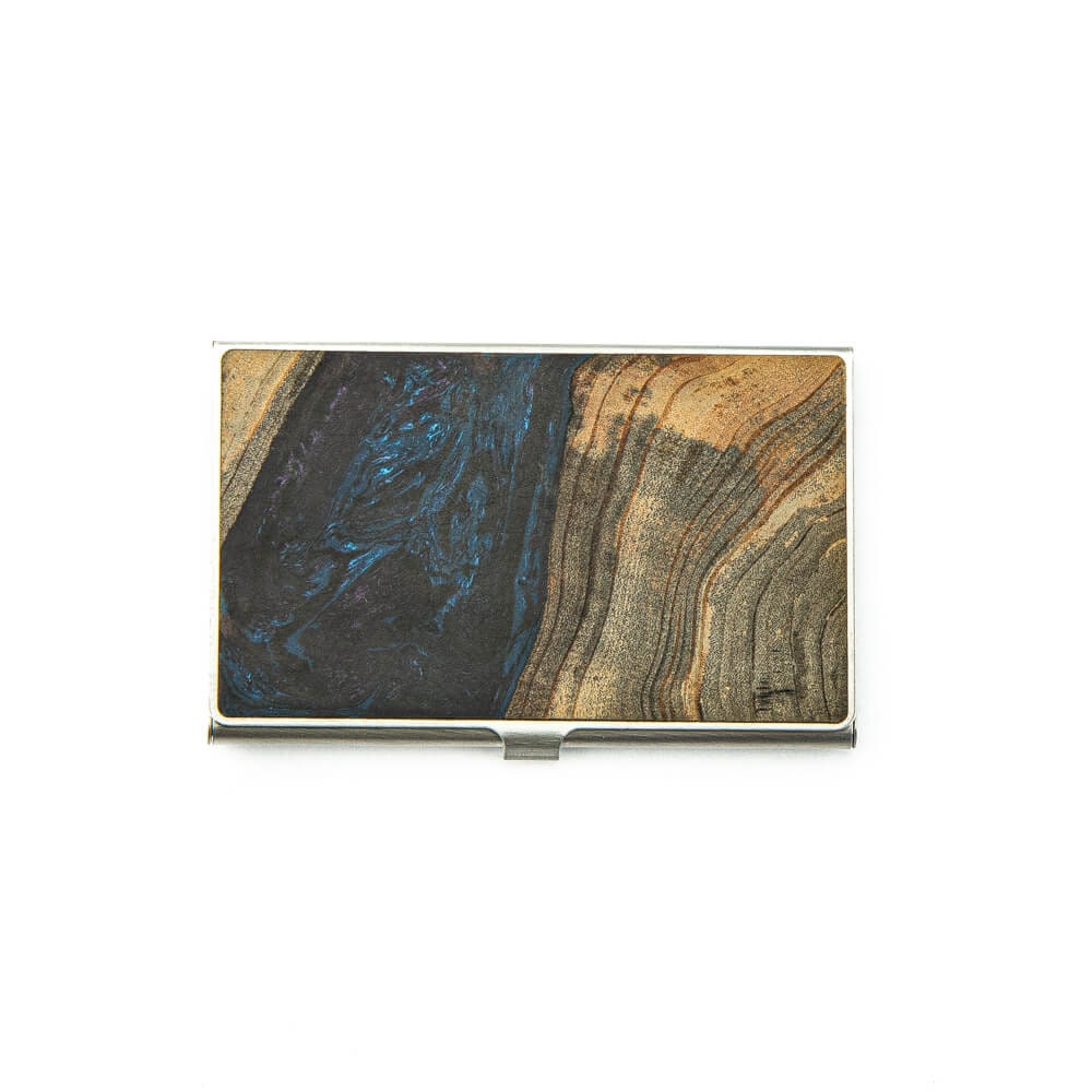 Wooden Business Card Holder Case - INOX Bewood UNIQUE NEPTUNE -real ...