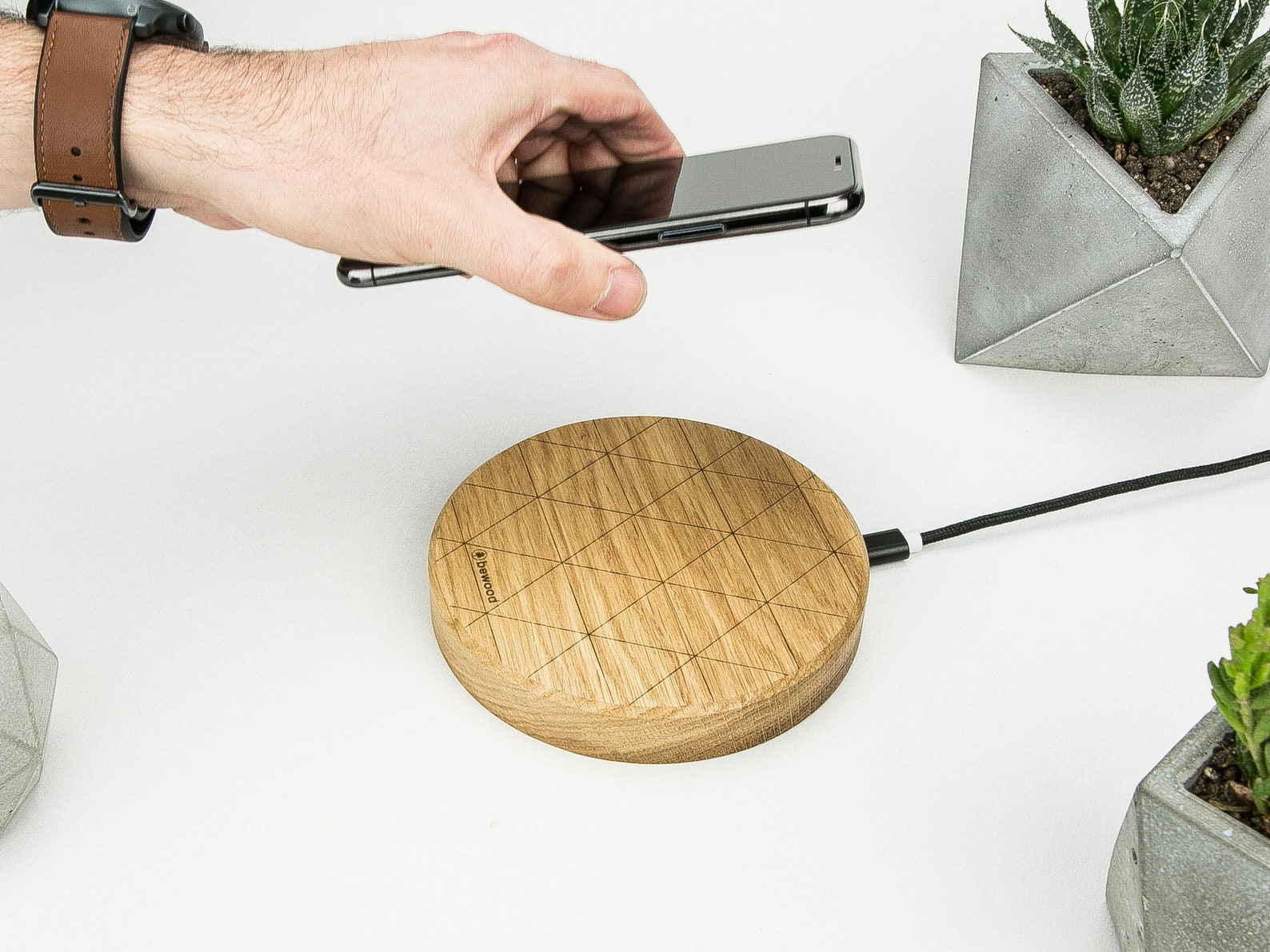 Wireless 15W Charger QI Circle Oak for iPhone Samsung Galaxy | Etsy