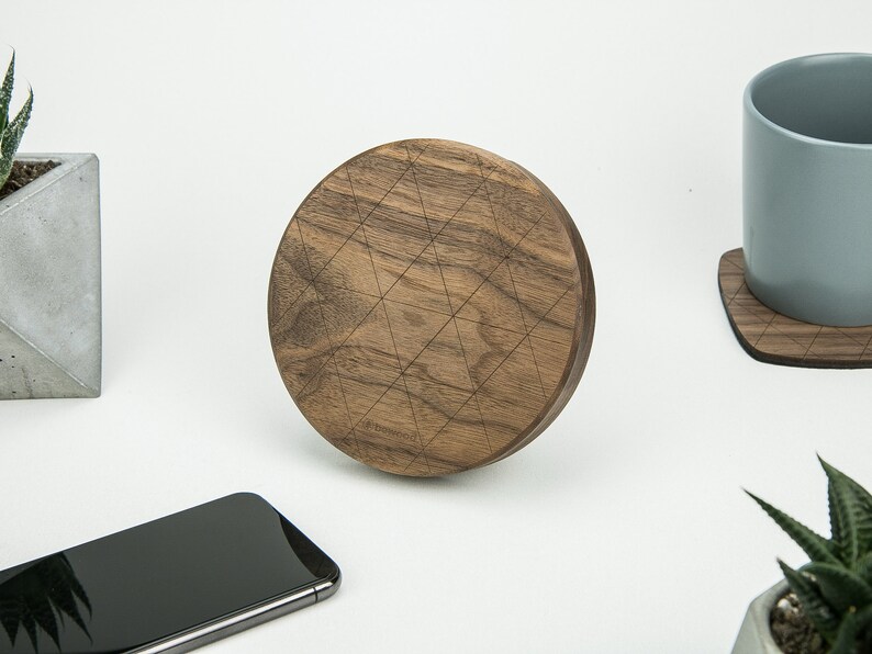 Wireless 15W Charger QI Circle Walnut for Iphone Samsung - Etsy
