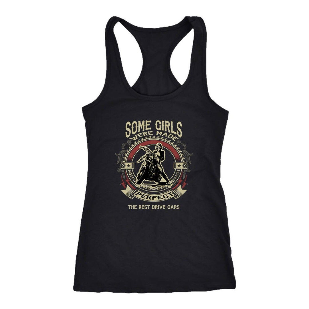 Motorcycling Girl Racerback Tank Top T-shirt. Funny Motorcycling Girl ...
