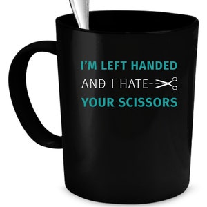 Left Handed Mug, Left Handed Cup, Left Handed Gift, Black Coffee Mug ...
