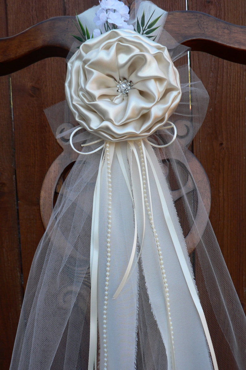 Set of 6 Vintage Ivory Pew Bows Chair Bows Wedding Bows Pew Church ...