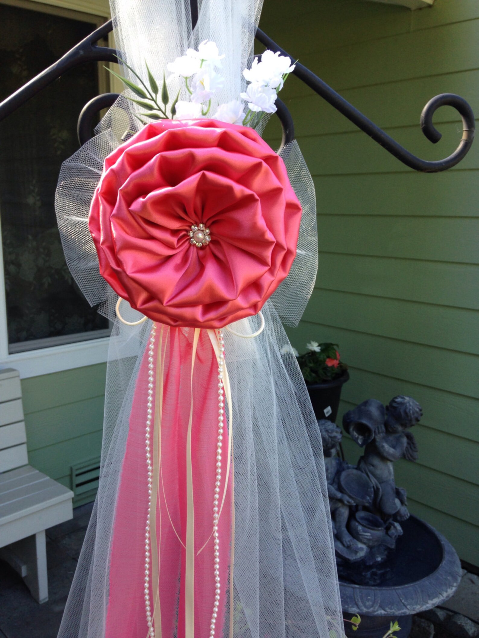 SET OF 6 Coral Pew Bows, Chair Bows, Wedding Bows Pew Church Aisle ...