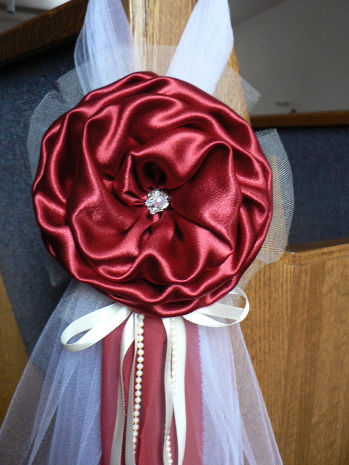 Royal Red Burgundy Pew Bows Chair Bows Wedding Bows Pew Church Aisle ...