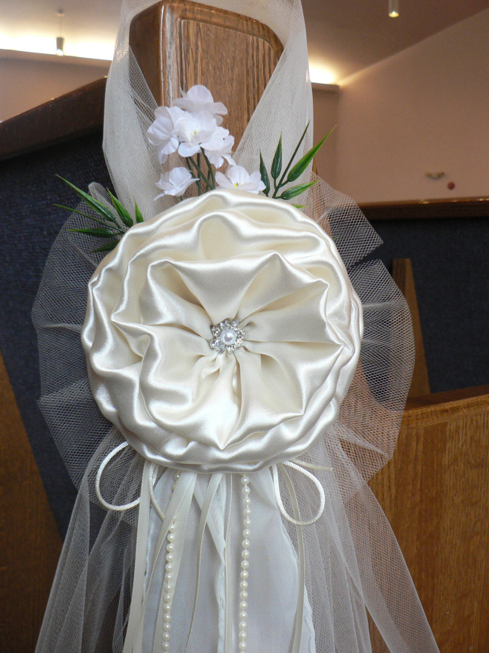 SET OF 6 Ivory Shabby Chic Bows, Rustic Pew Bows Chair Bows Wedding ...