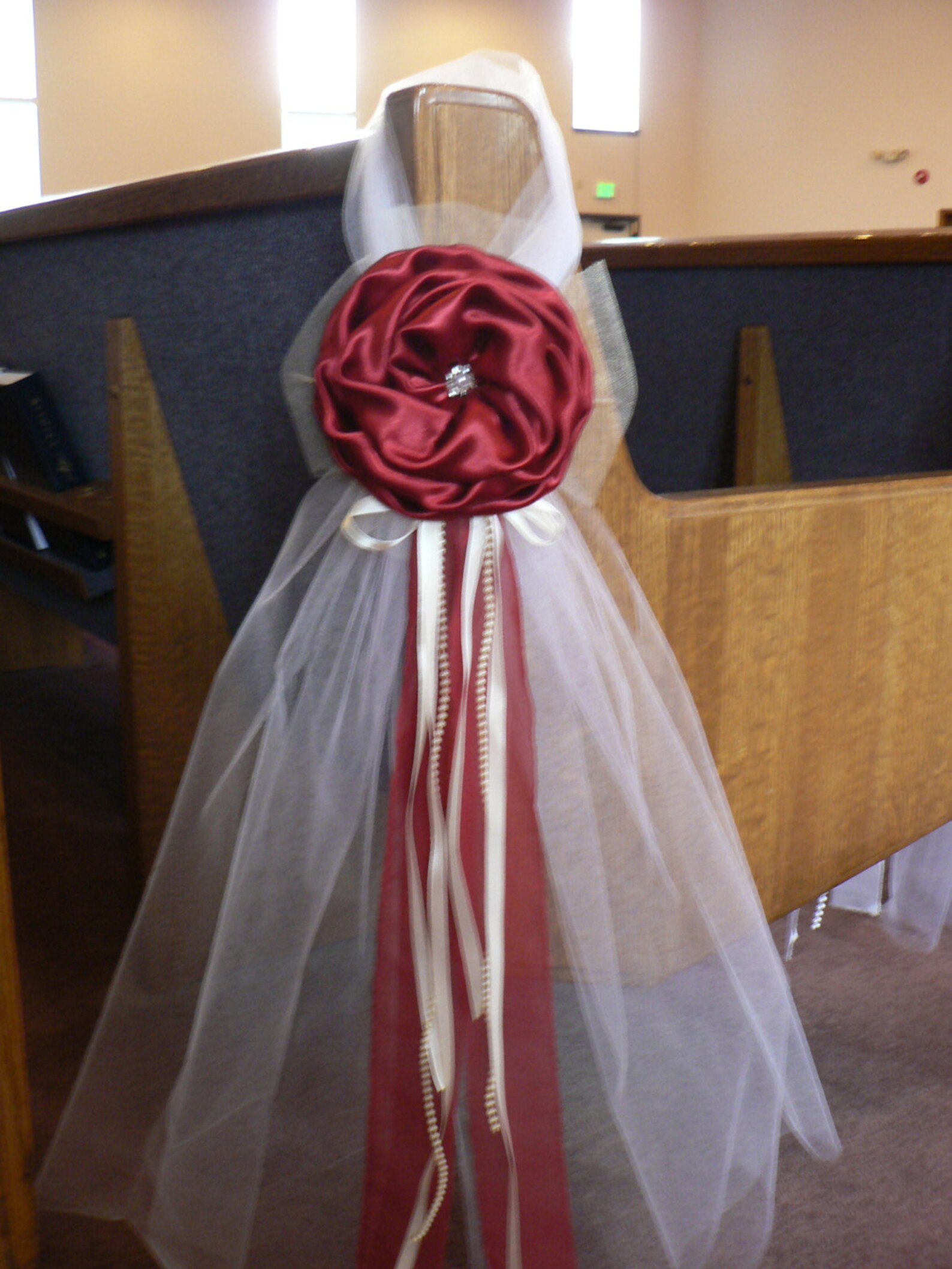 Royal Red Burgundy Pew Bows Chair Bows Wedding Bows Pew Church Aisle ...