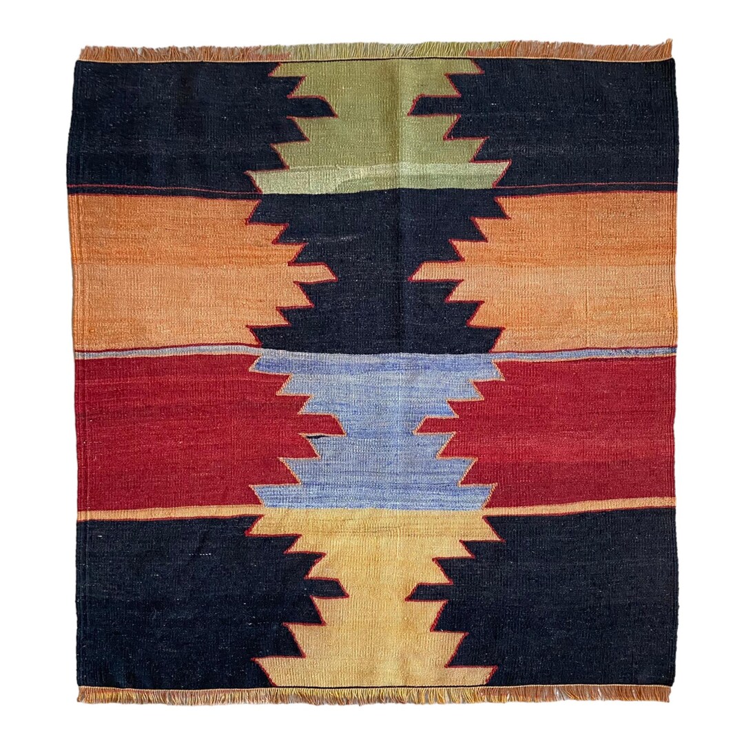 Square Abstract Tribal Modern Art Design Kilim Rug-minimalist Art ...