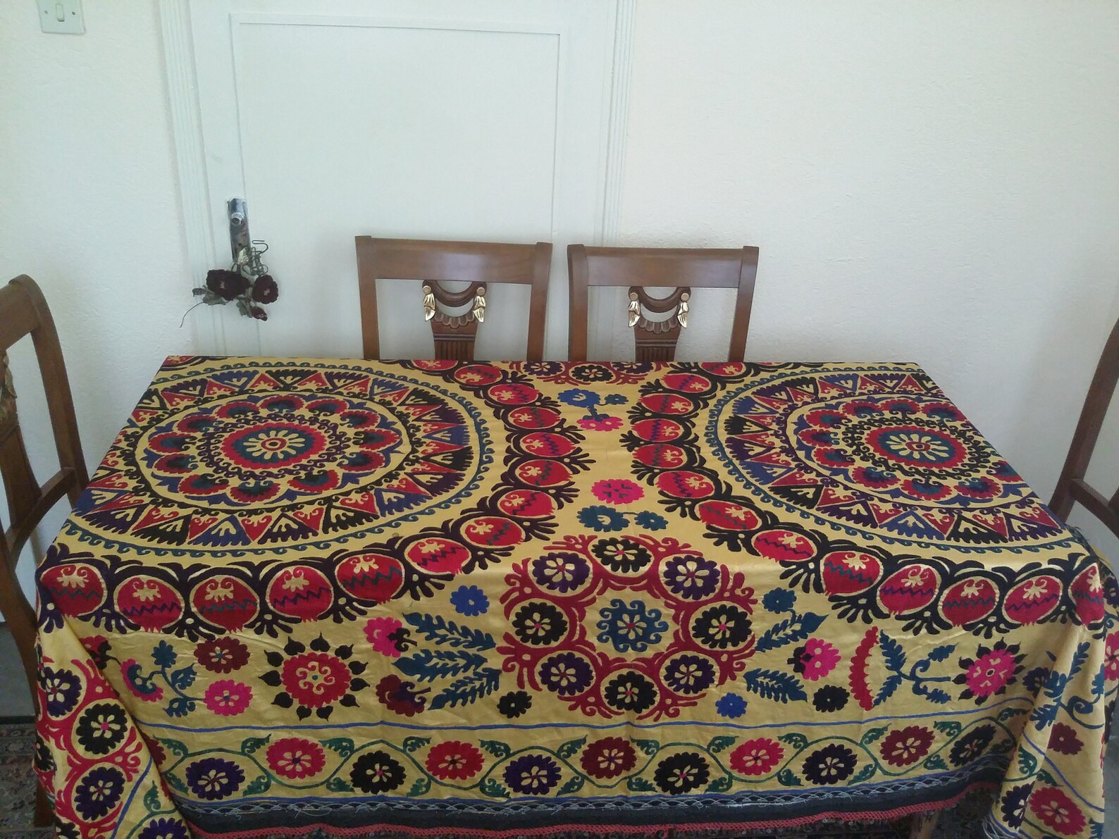 YELLOW SUZANI Table-bed Cover-wall Hanging-bedspread-unique | Etsy