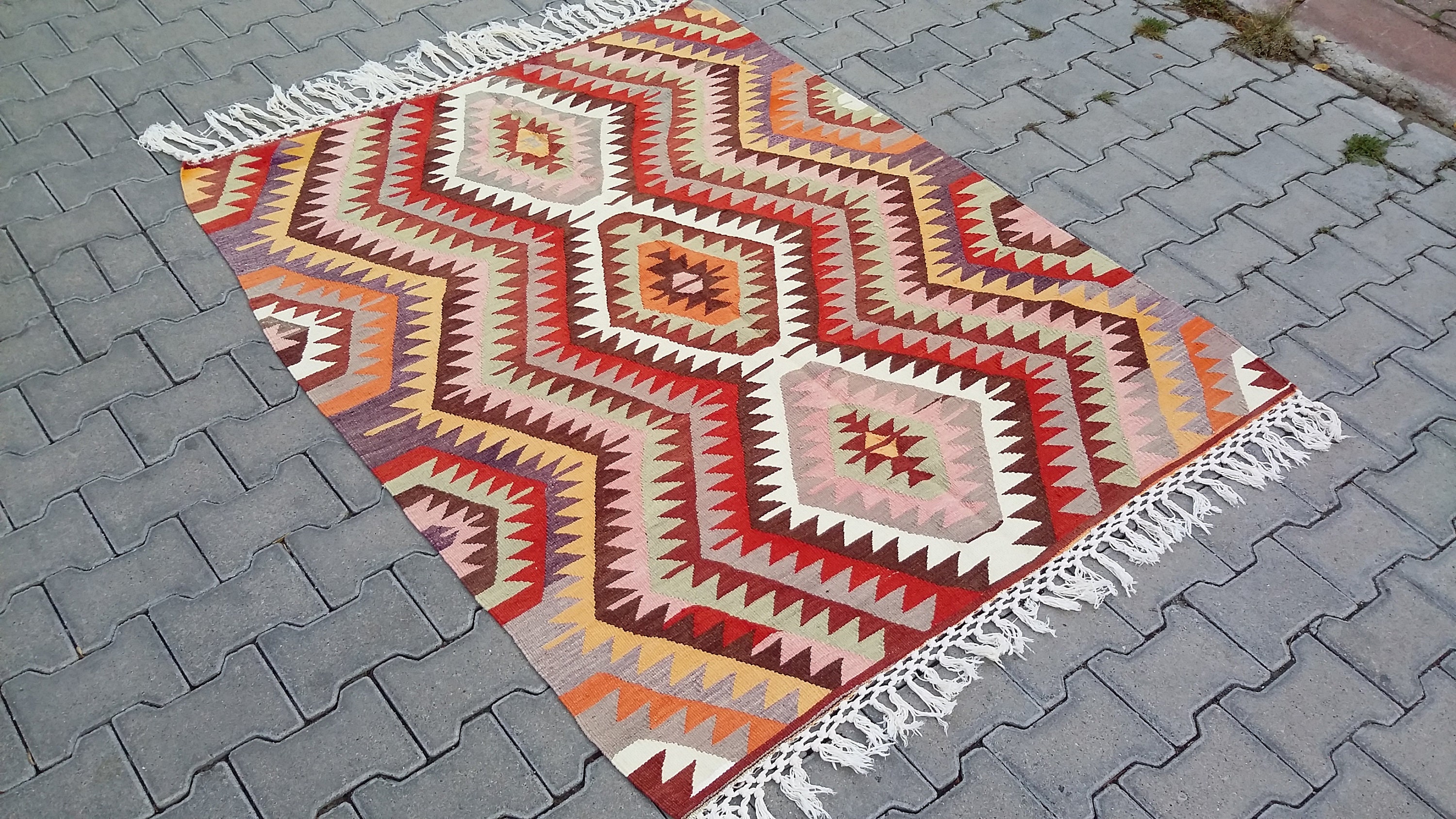 GEOMETRIC DESIGN AZTEC Barak Kilim Rug-barak Kilim Rug-vintage Turkish ...