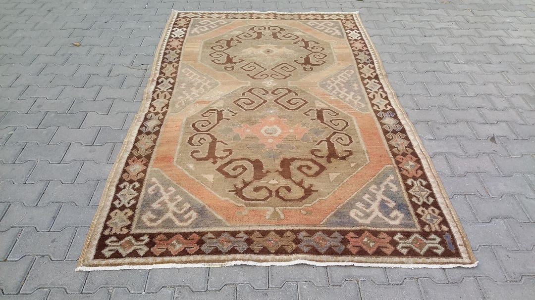 CAUCASIAN CLOUDBAND KAZAK Rug-neutral Rug-vintage Caucasian Tribal ...