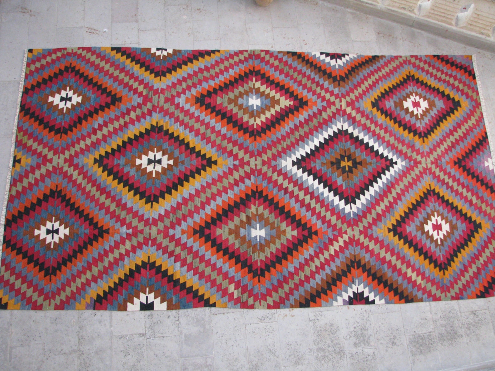 VINTAGE LARGE BOHO Kilim Rug-eye Dazzler Kelim Rug-large Boho | Etsy