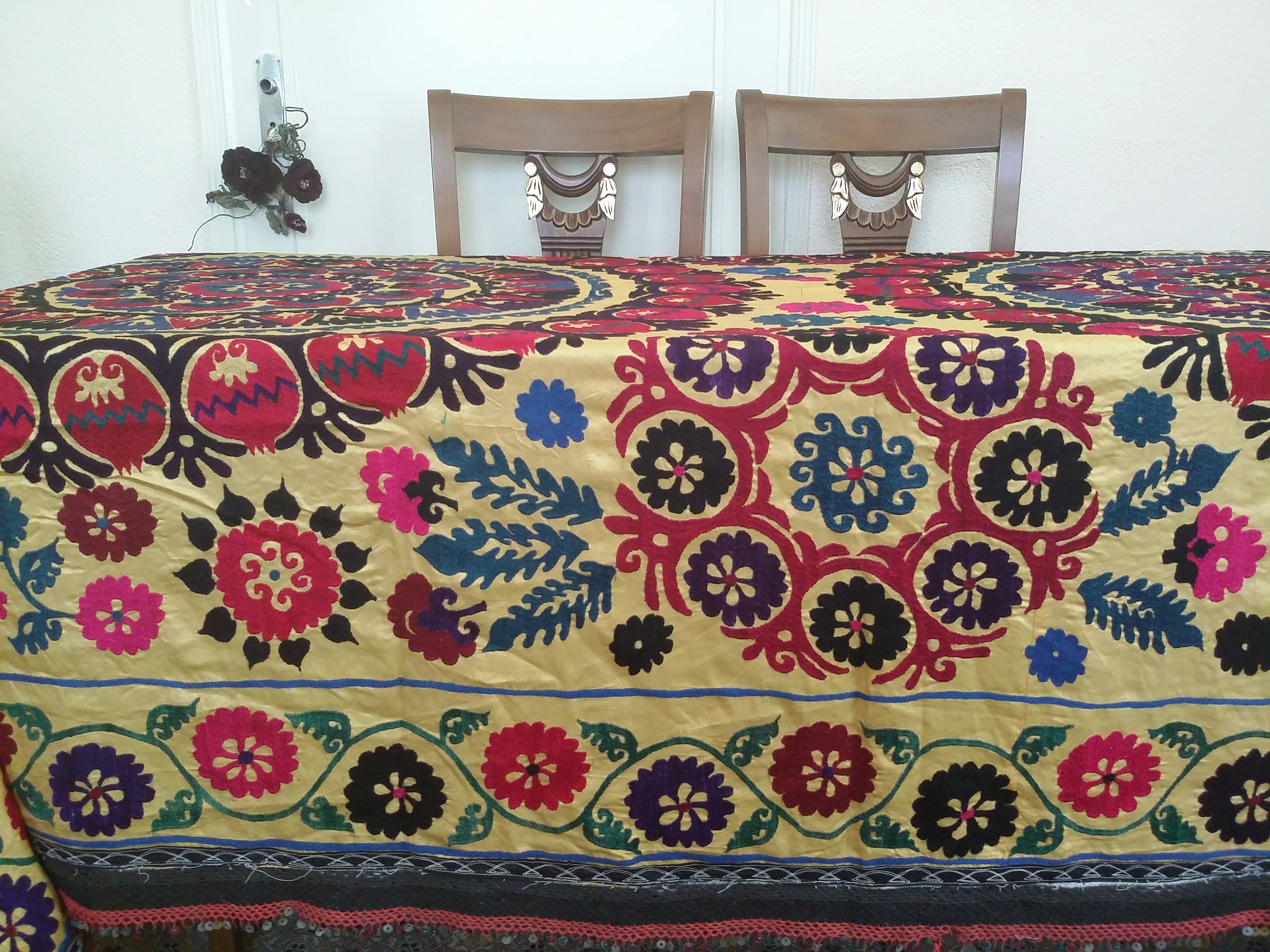 YELLOW SUZANI Table-bed Cover-wall Hanging-bedspread-unique | Etsy