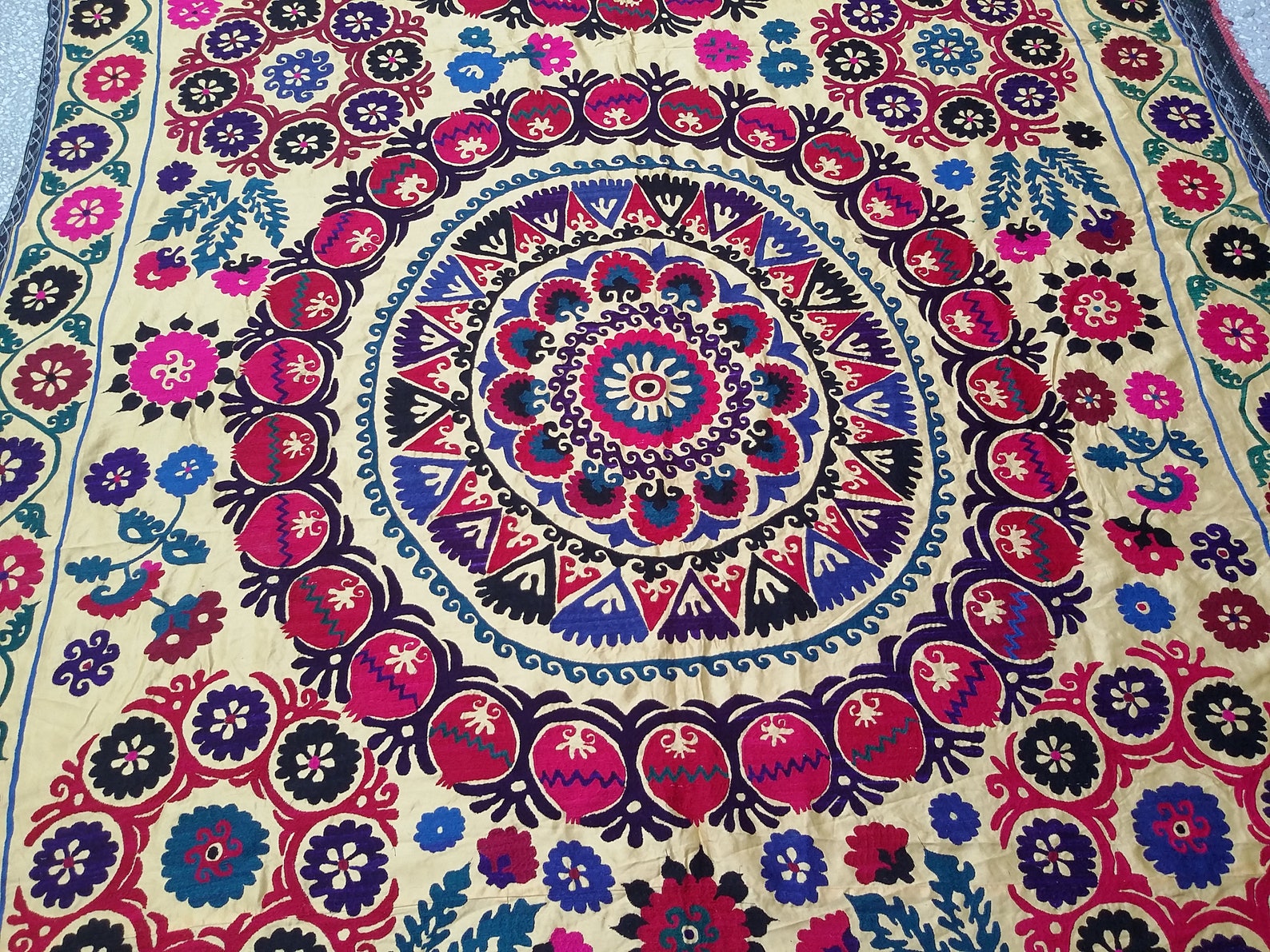 YELLOW SUZANI Table-bed Cover-wall Hanging-bedspread-unique | Etsy