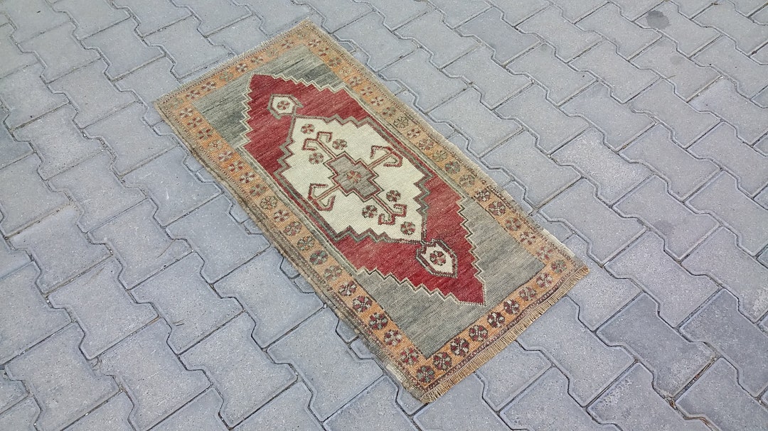 SMALL TRIBAL NOMADIC Turkish Wool Rug-vintage Small Rug Doormat-bath ...
